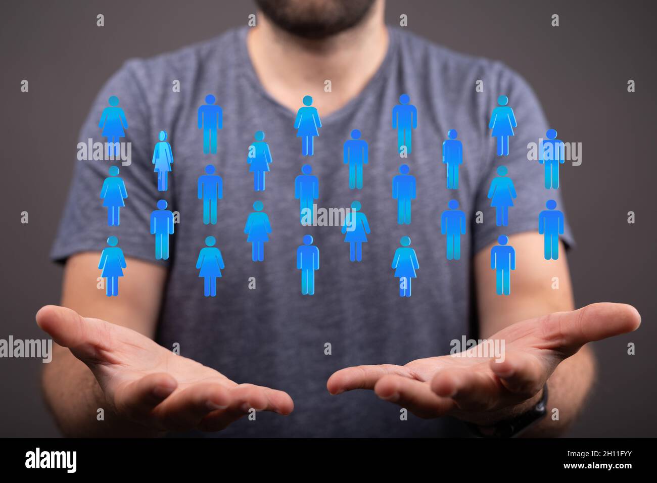 Human hand showing internet net and data digital concept teamwork Stock ...