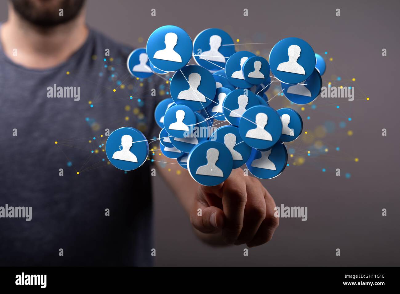 Human hand showing internet net and data digital concept teamwork Stock ...