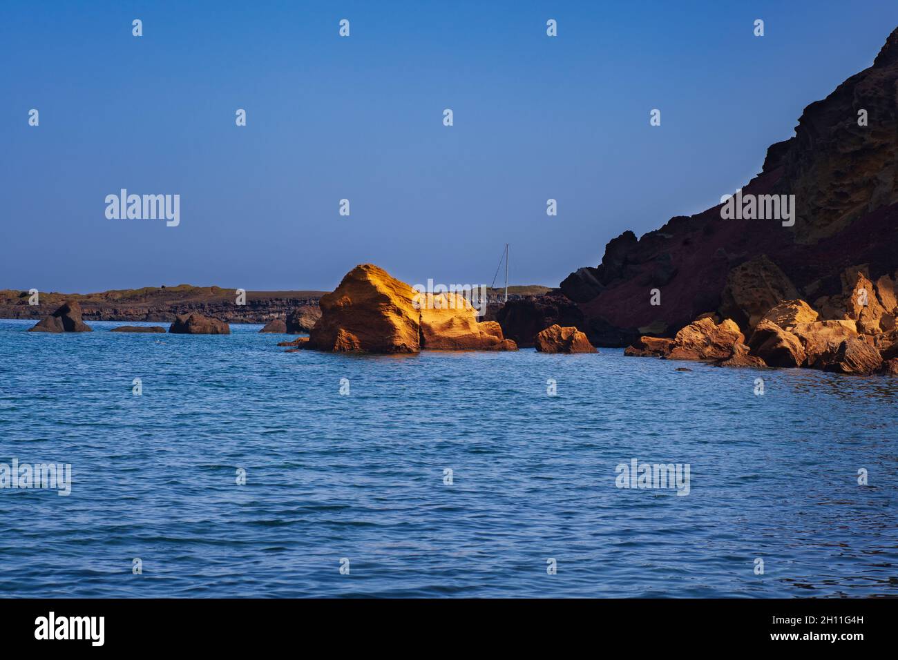 Rock on the sea of Linosa, Pelagie island. Sicily Stock Photo - Alamy