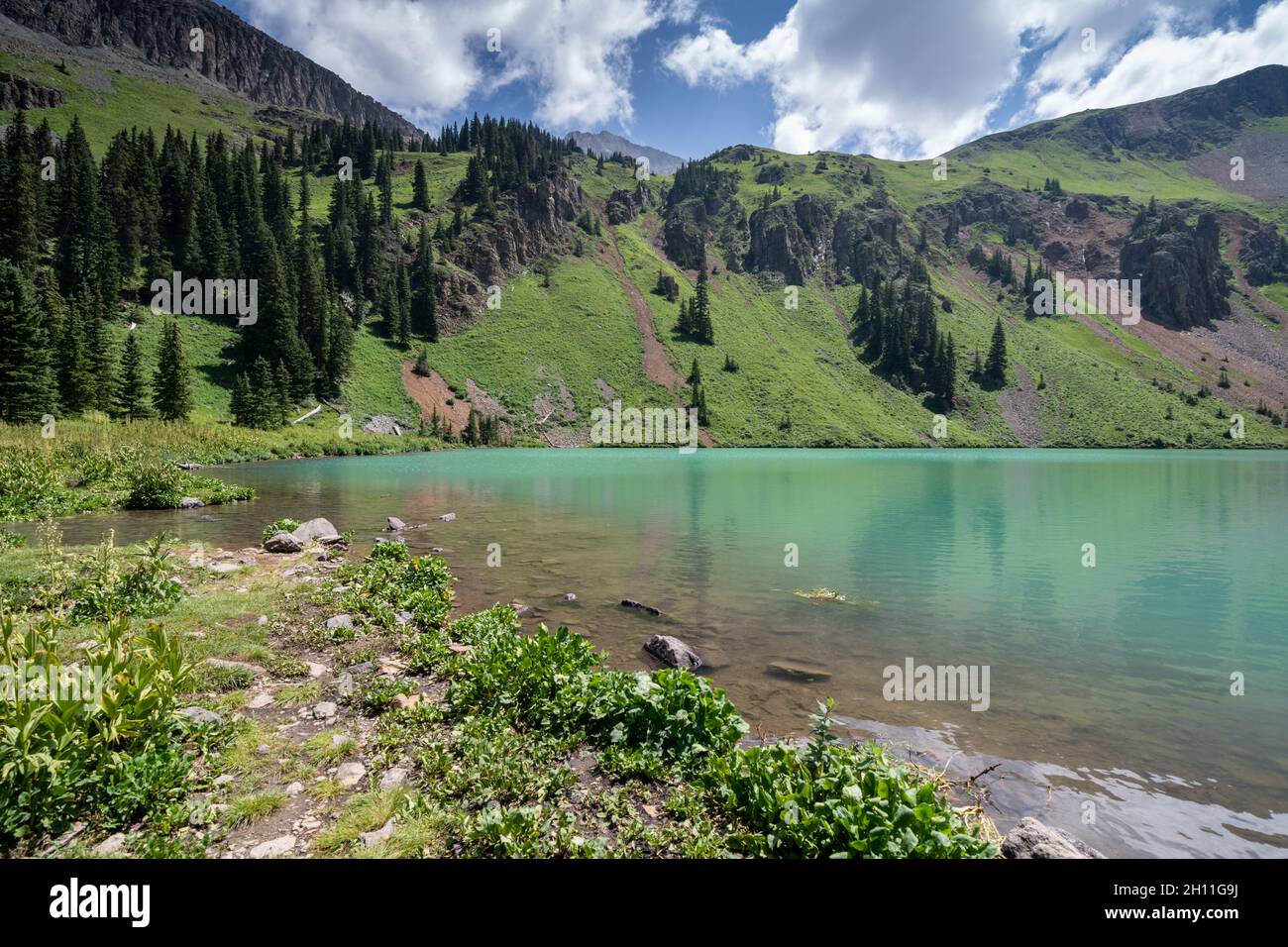Lower Blue Lake along the Blue Lakes trail in Colorado, in the San Juan ...