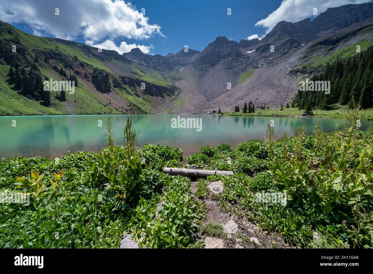 Lower Blue Lake along the Blue Lakes trail in Colorado, in the San Juan ...