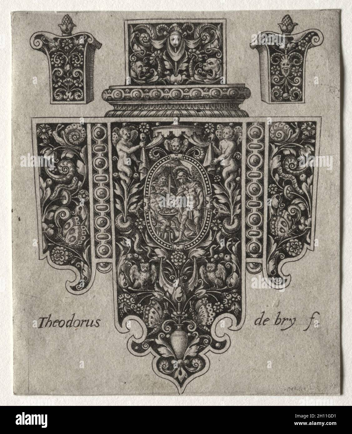 Pendant Ornament. Theodor de Bry (Flemish, 1528-1598). Engraving Stock ...