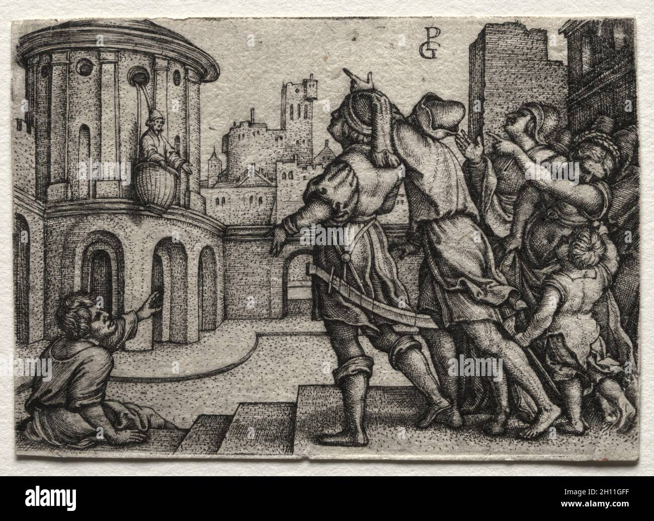 Virgil hanging in a Basket, c.1541-42. Georg Pencz (German, c. 1500 ...