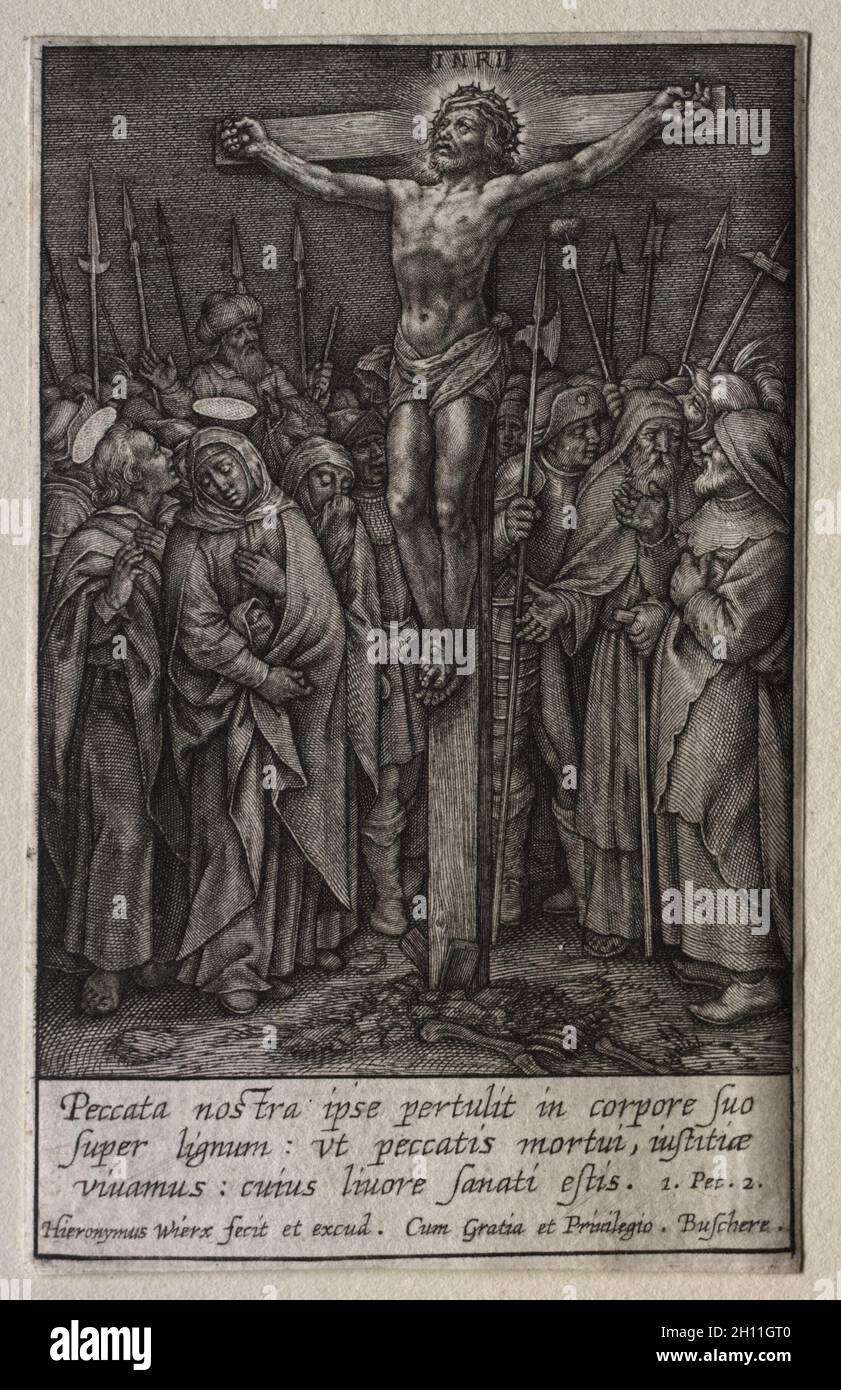 The Passion: Christ Crucified, before 1619. Hieronymus Wierix (Flemish, 1553-1619). Engraving; 8 ...