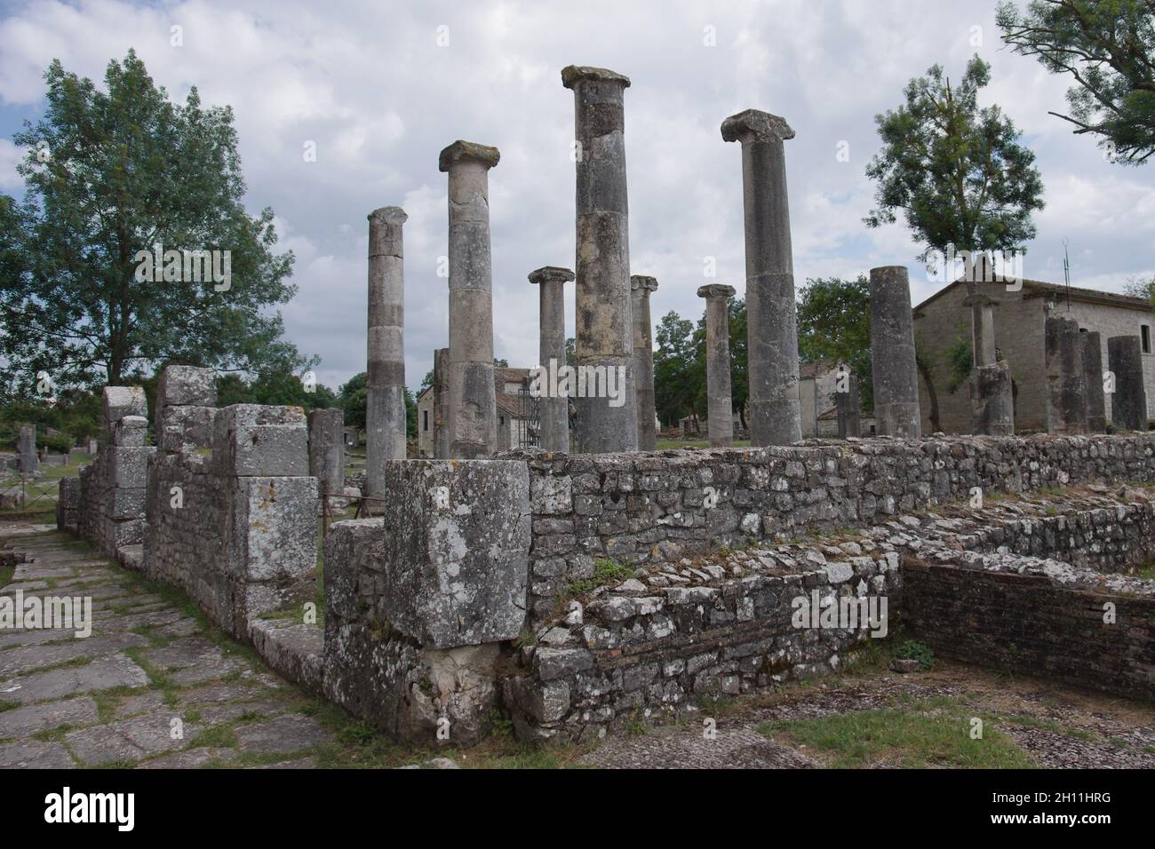 Archaeological site of Altilia: Remains of columns indicating where the ...