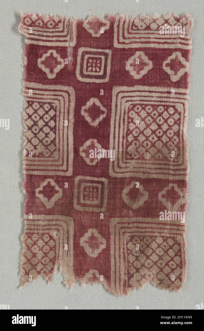 Fragment, 1400s (?). India, 15th century (?). Stamped resist, applied ...