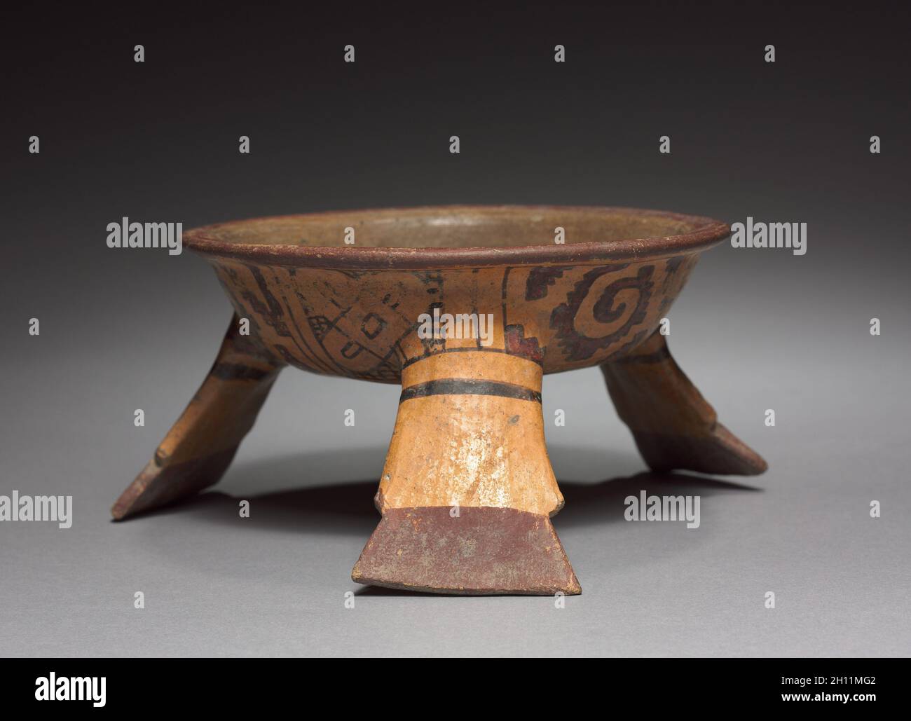 Tripod Bowl with Painted Underside, 1200-1519. Mexico, Oaxaca, Mixtec ...