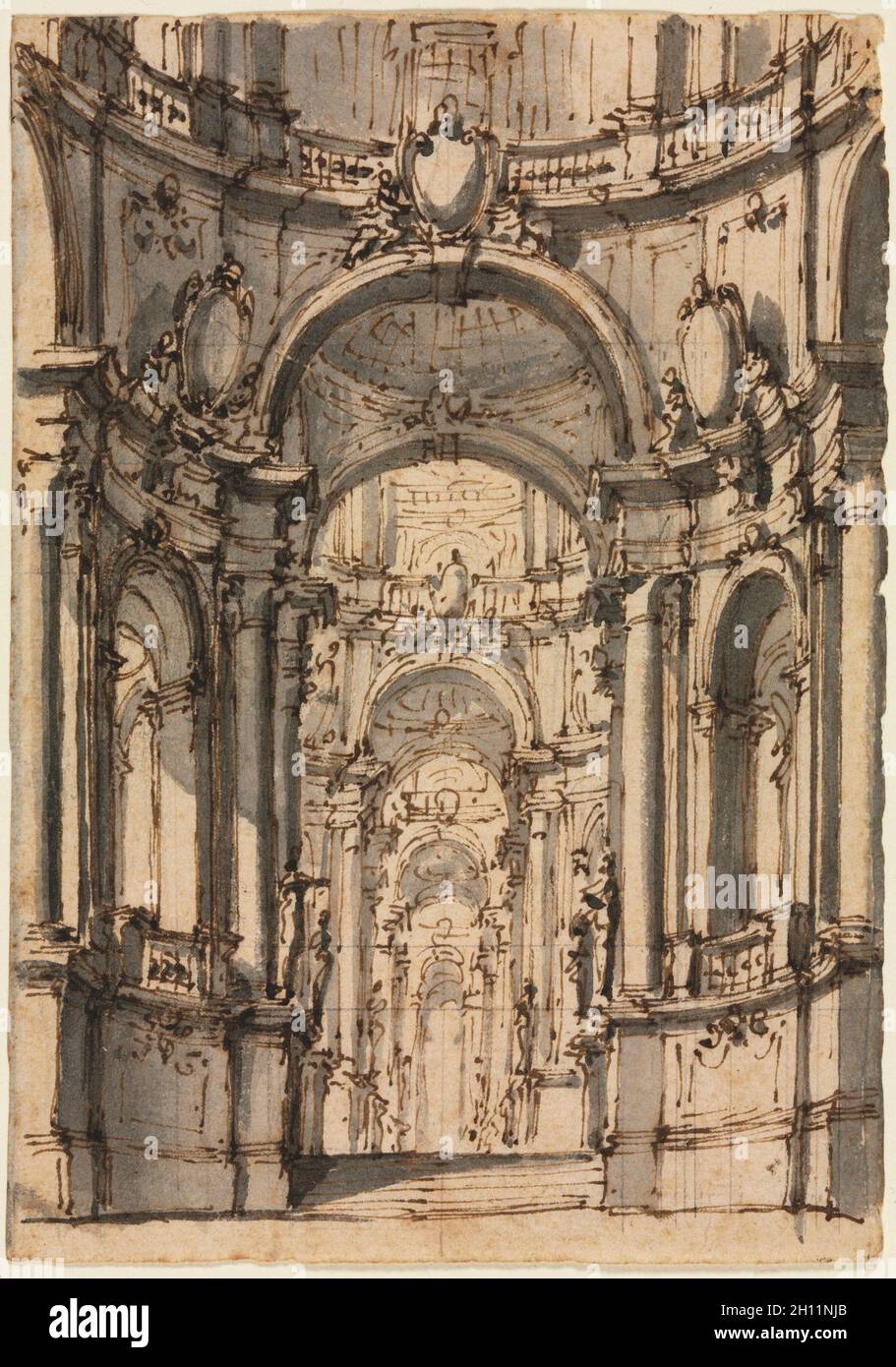 Design for a Stage Set: Interior of a Palace with Arcades, mid 1700s ...