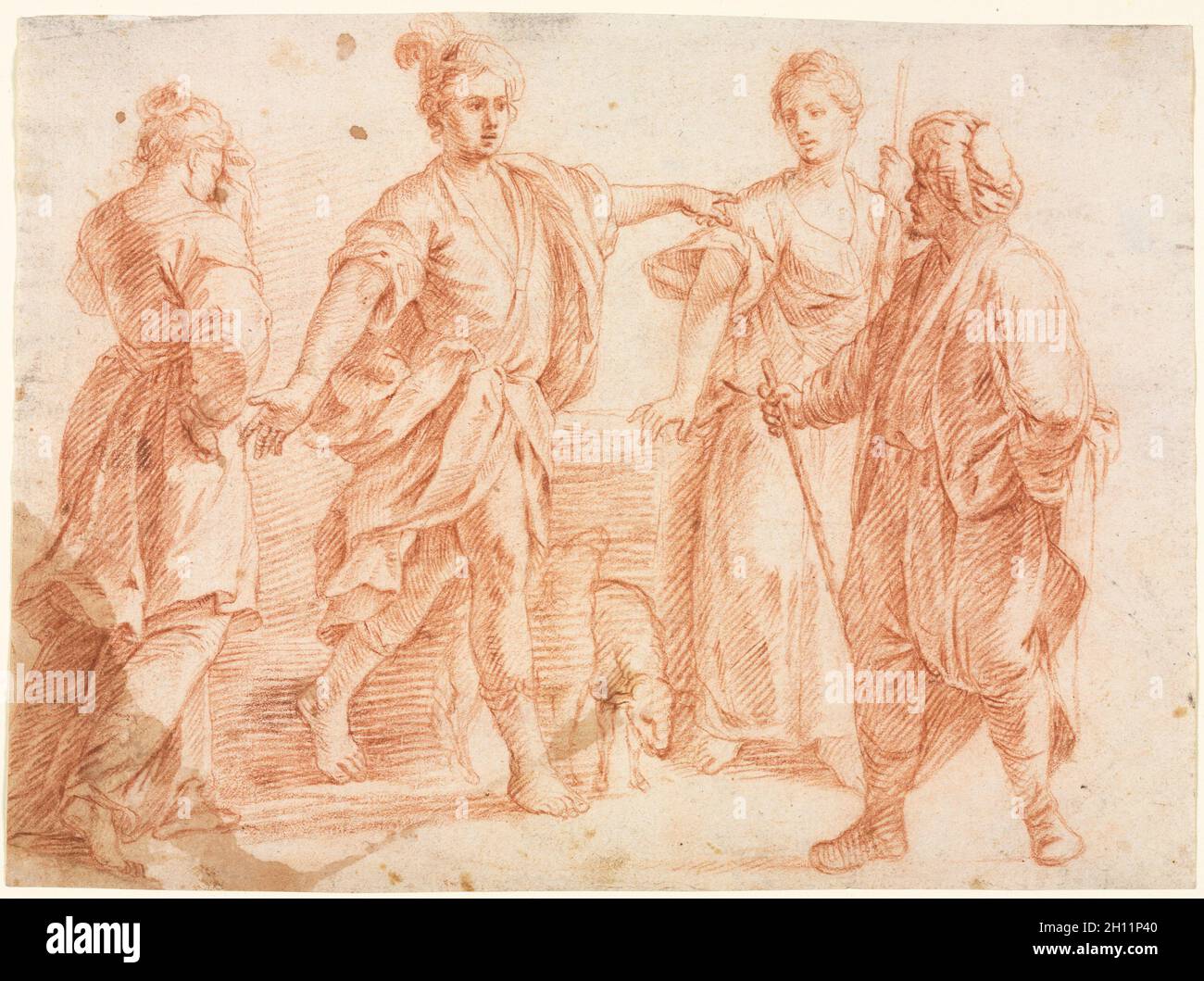 Jacob and Laban with Rachel and Leah (recto), 1600s. Italy, Bologna ...