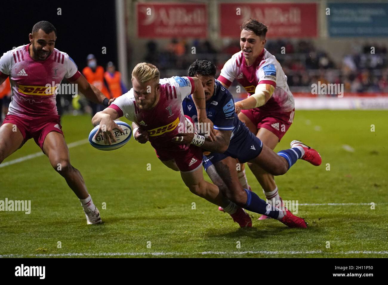 Harlequins' Tyrone Green scores their side's second try during the ...