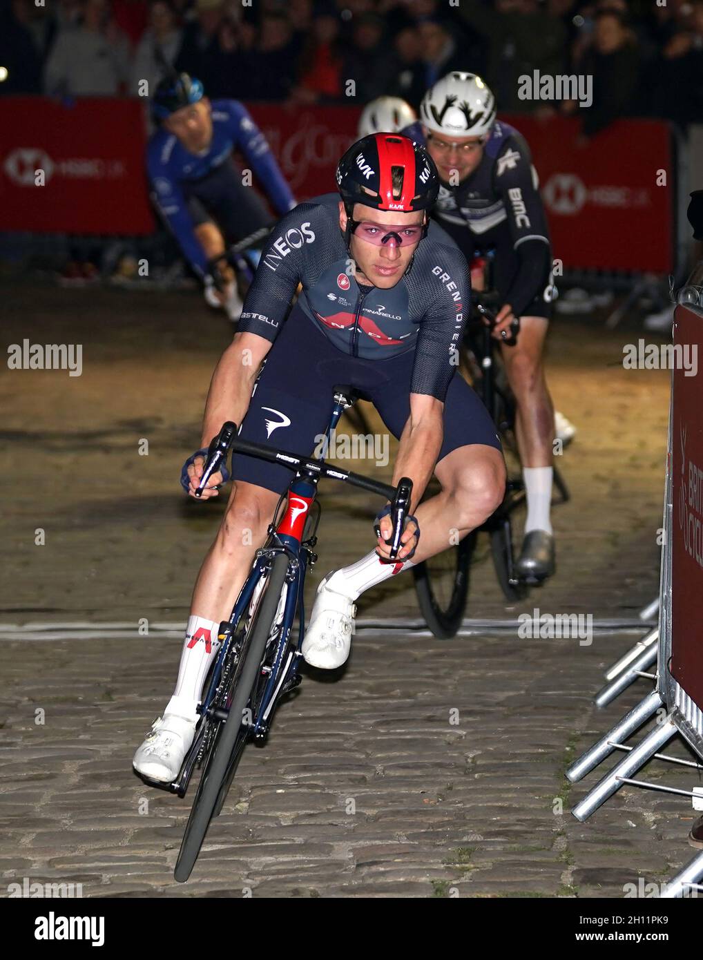 Ethan Hayter of Team Ineos Grenadiers crosses the line to win the ...