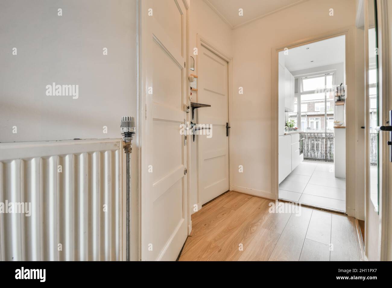 Cozy hallway of a spacious apartment or house in light tones Stock ...