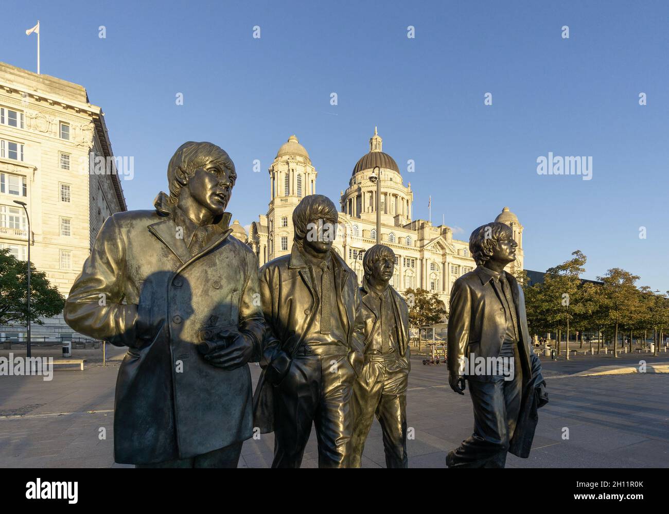The Beatles statue at Pier Head in Liverpool, sculptor Andrew Edwards ...