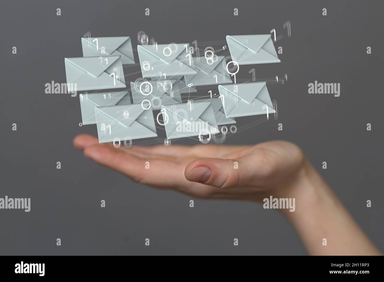 Human hand showing network communications with email symbol Stock Photo ...