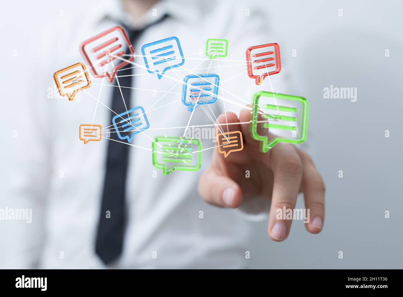 Human hand showing network communications with email symbol Stock Photo ...