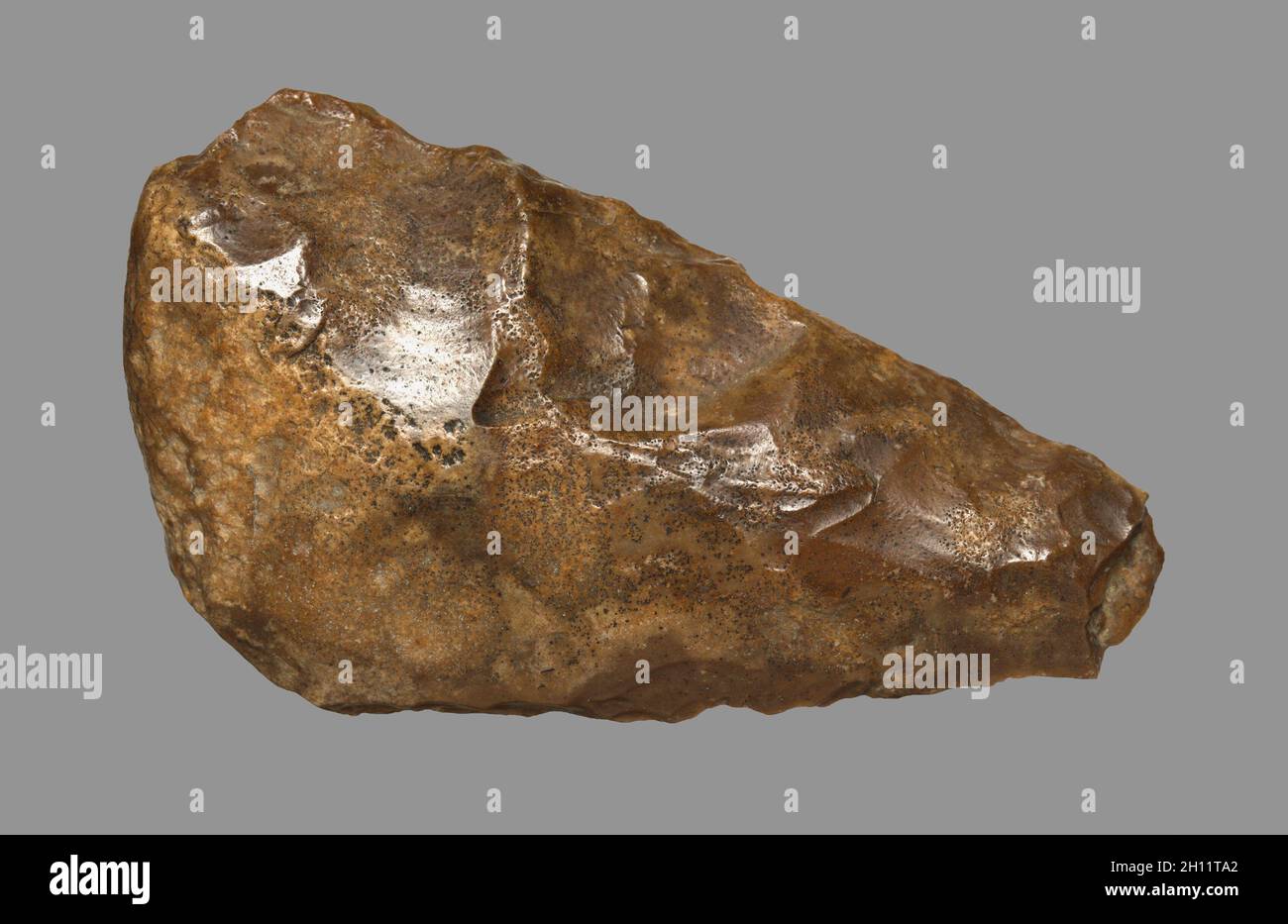Hand Axe, Lower-Mid Paleolithic. Egypt, EL-Haraga, Paleolithic Period. Dark-brown-colored flint ...