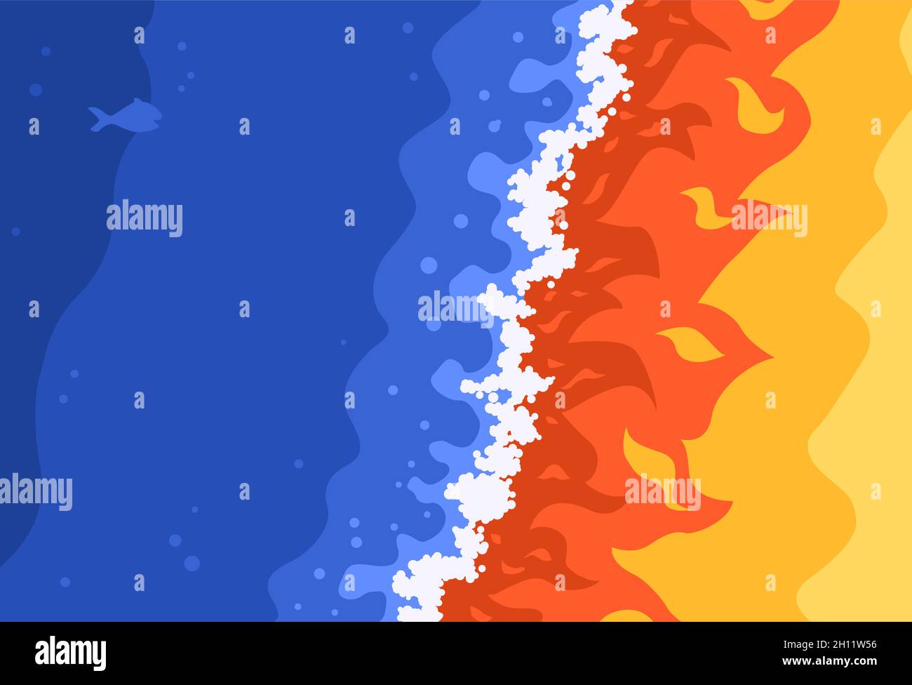 Water and fire volumes threshold meeting contrast border cartoon color ...