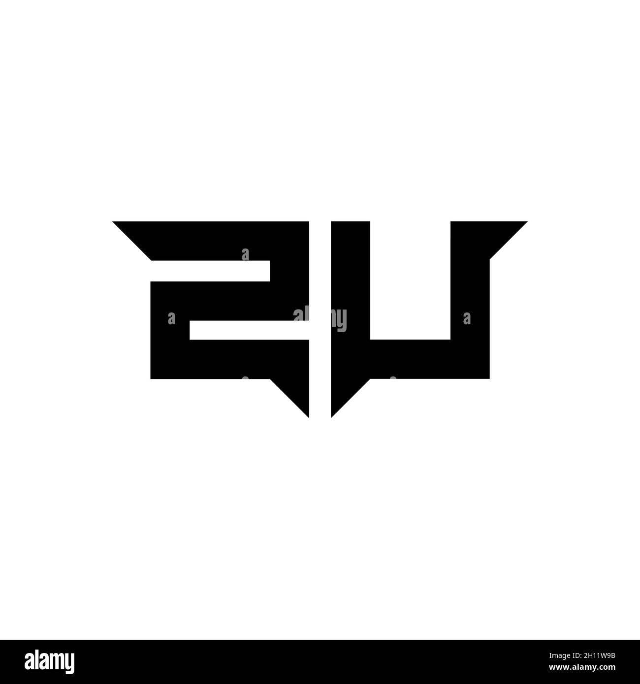 ZU Monogram logo letter with simple modern shape style design template vector isolated on white ...