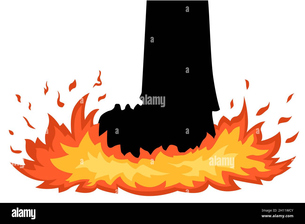 Foot stomp fire cartoon color vector illustration, horizontal, over ...
