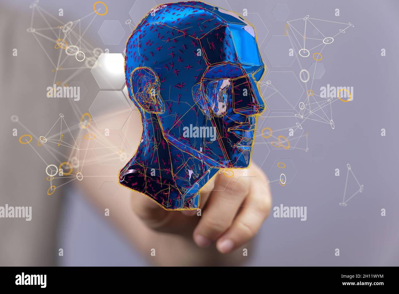 Human head in hands as a mind, brain, power, and energy concept Stock ...