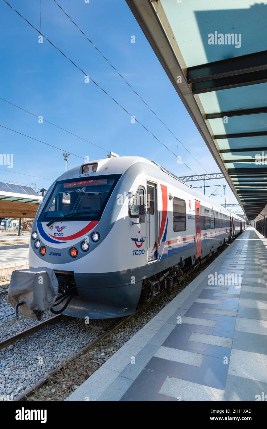 Izmir, Turkey - September 2021: TCDD train, Turkish State Railways fast ...