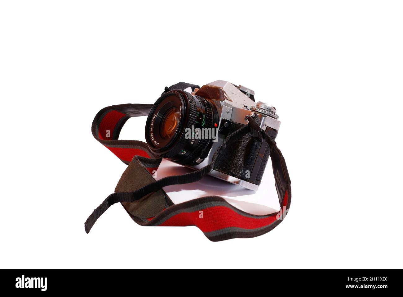 Retro or old camera isolated on white background. Camera with 50mm lens ...