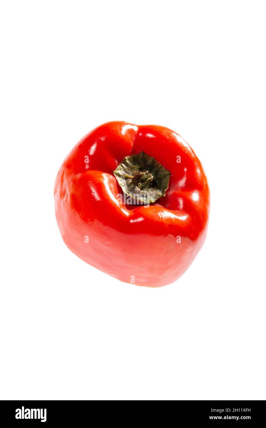Red paprika isolated on white background. paprica Top view Stock Photo ...