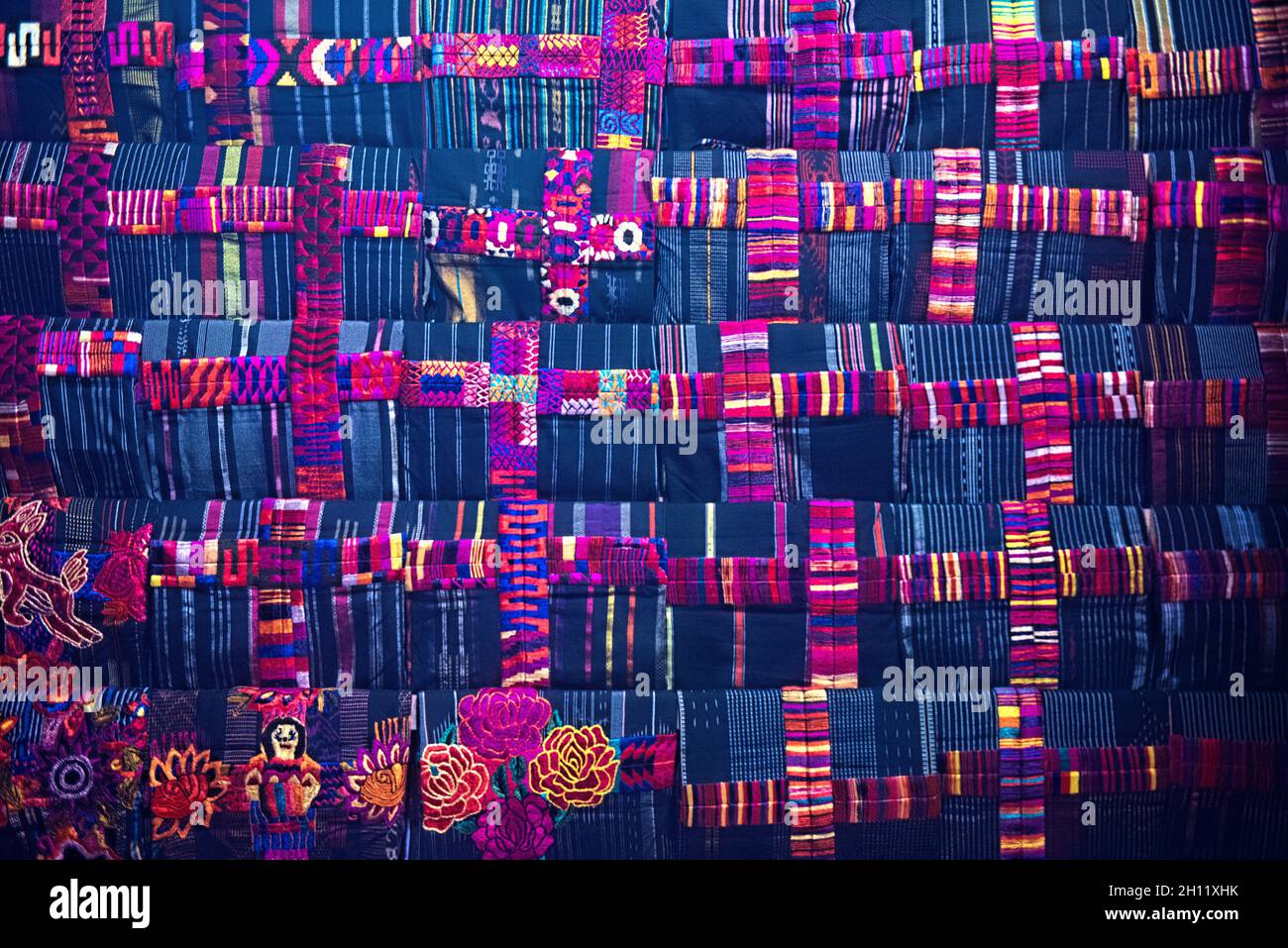 Traditional Mayan textiles at the Sunday Market in Chichicastenango ...