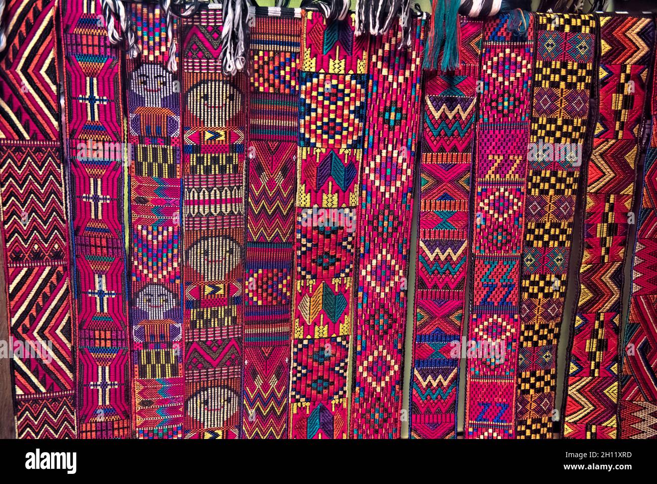 Traditional Mayan textiles at the Sunday Market in Chichicastenango ...