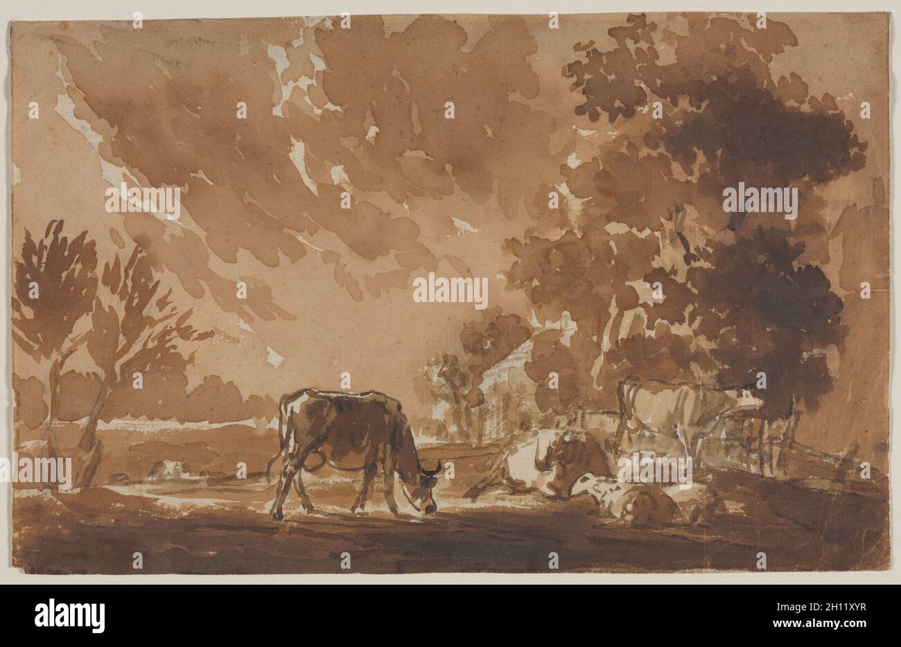 Landscape with Cattle (recto), mid- to late 1800s. Jules Dupré (French ...