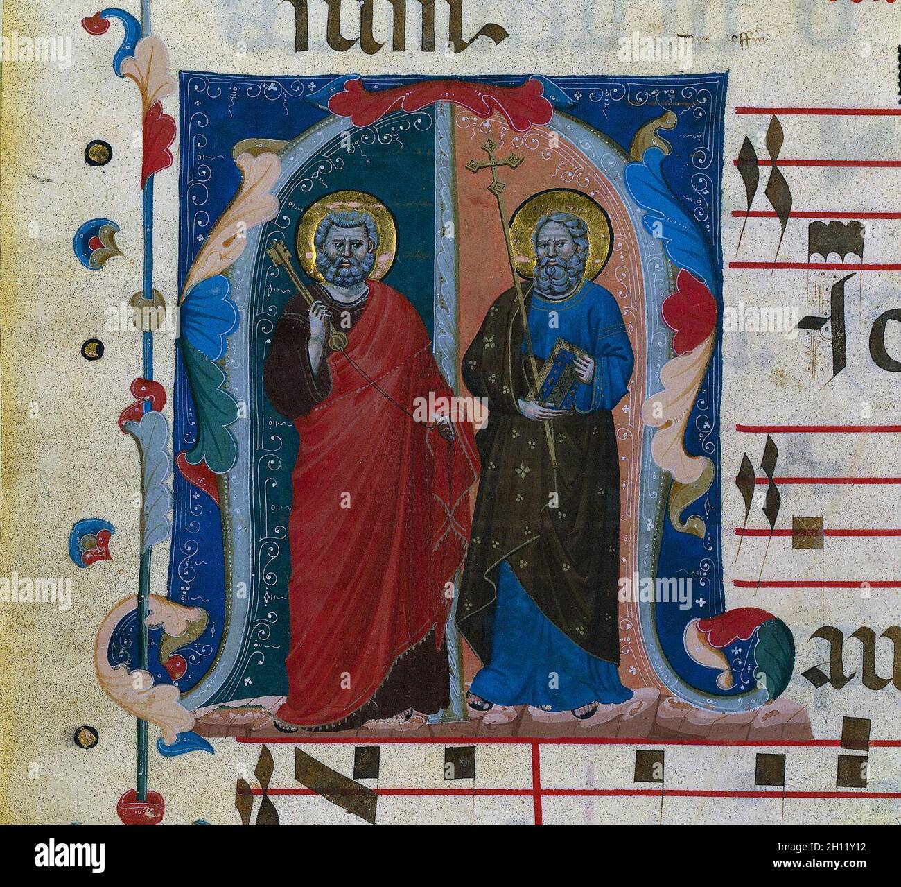 Leaf from a Gradual with Historiated Initial (M): SS. Peter and Andrew ...