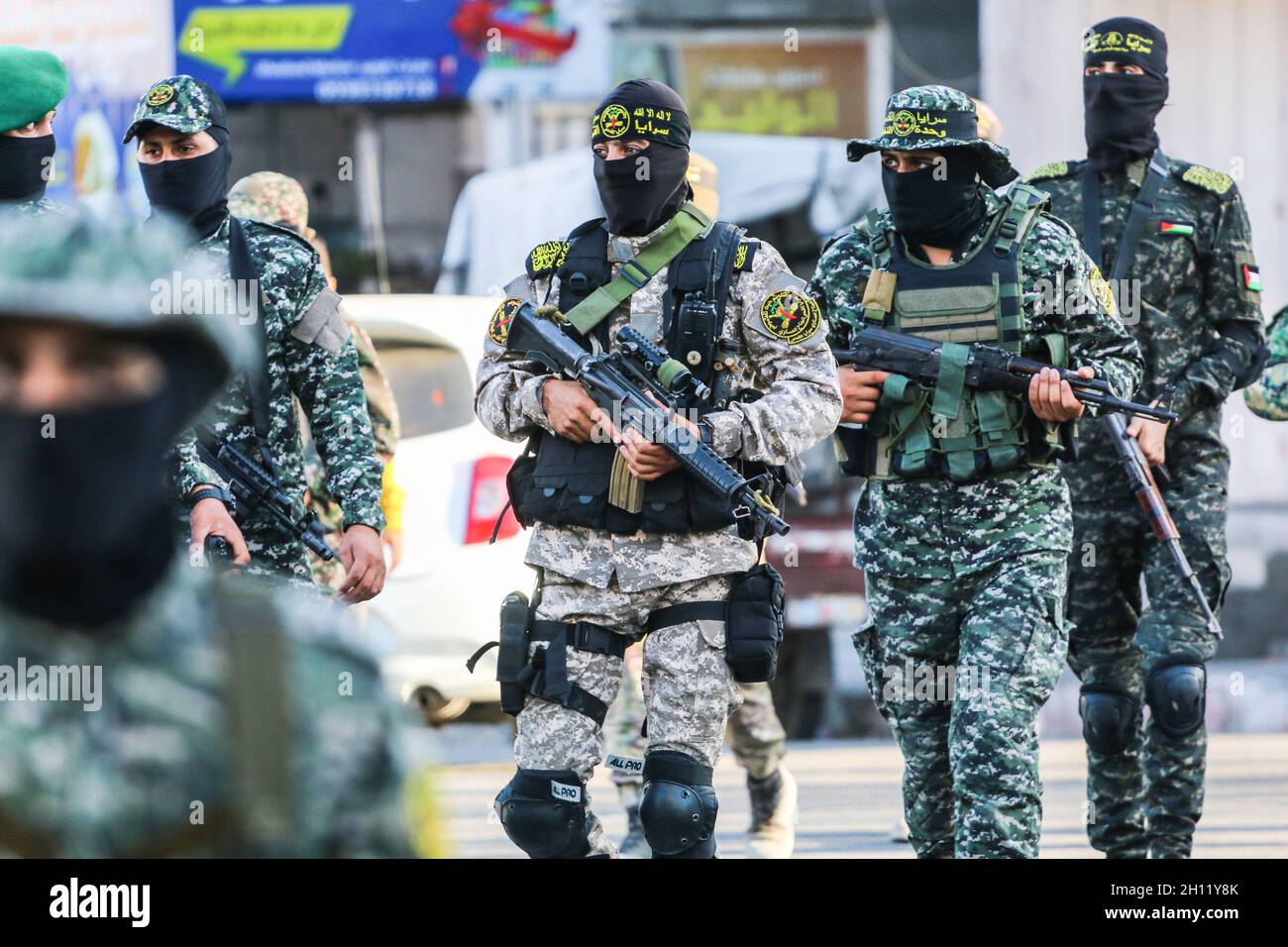 Members of Saraya Al-Quds Brigade, the military wing of the Islamic ...