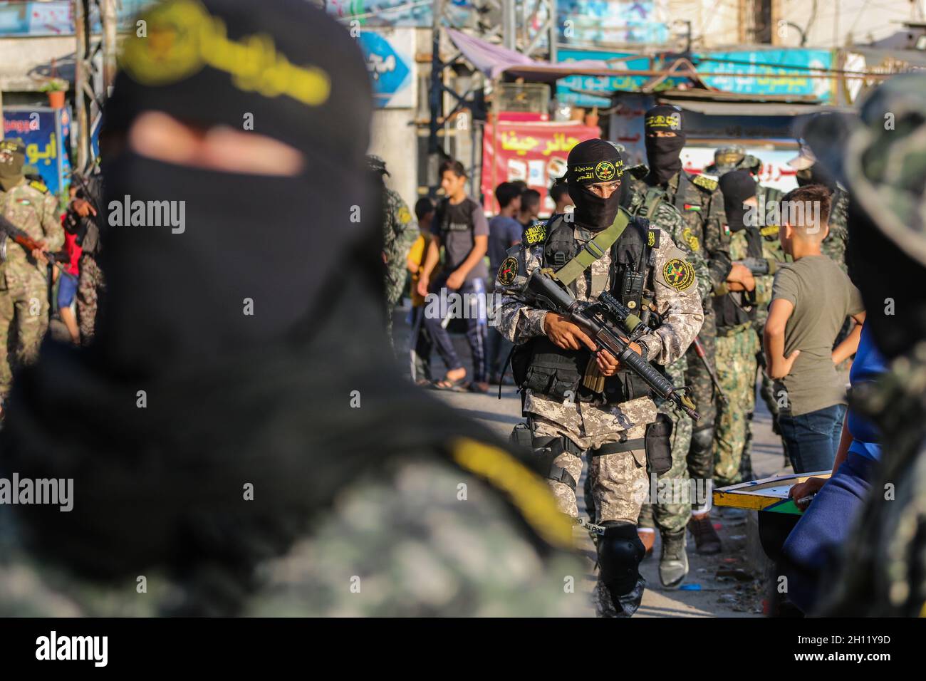 Gaza, Palestine. 15th Oct, 2021. Members of Al-Quds Brigade, the ...