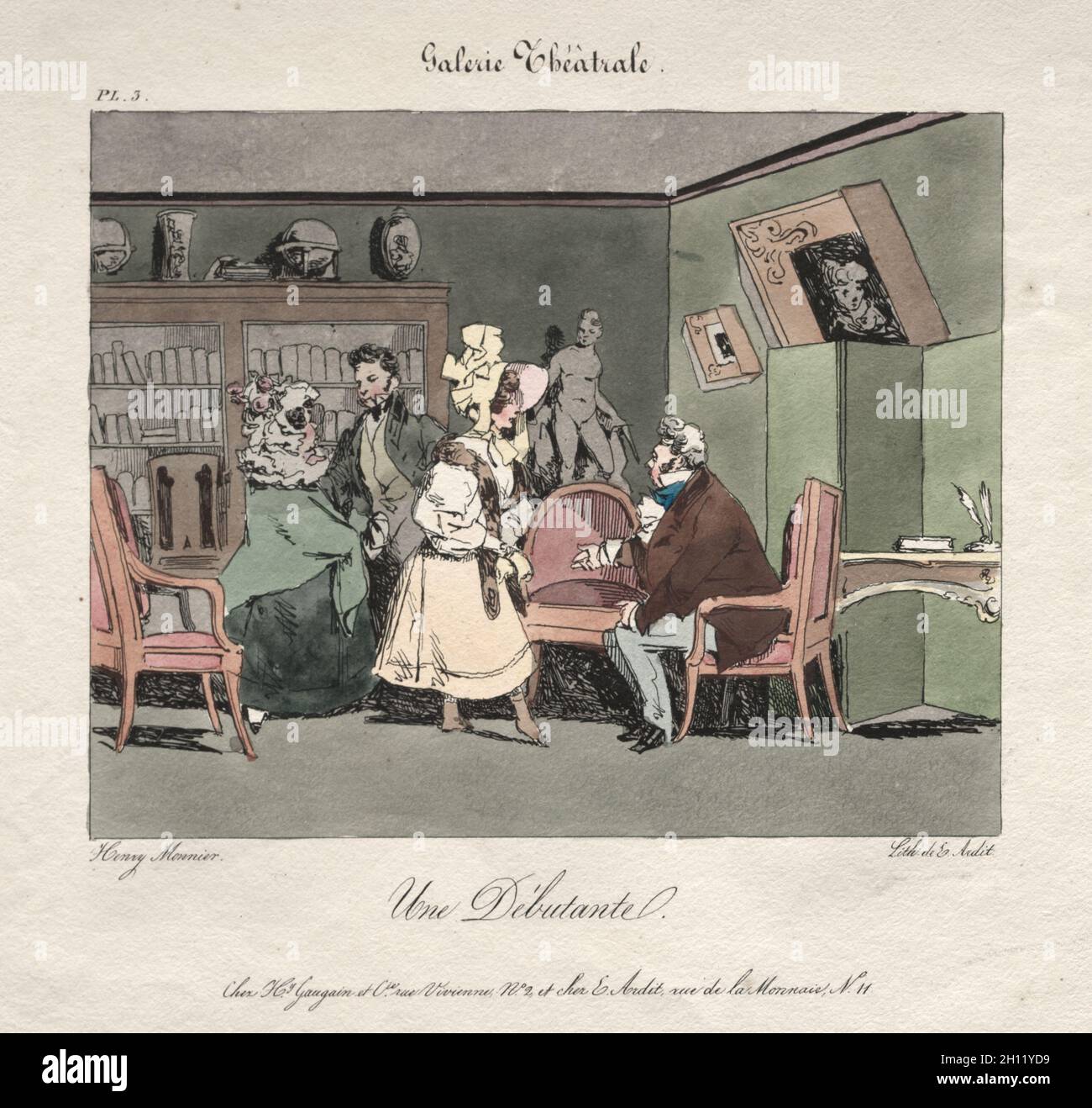 Débutante. Henry Bonaventure Monnier (French, 1805-1877). Color ...