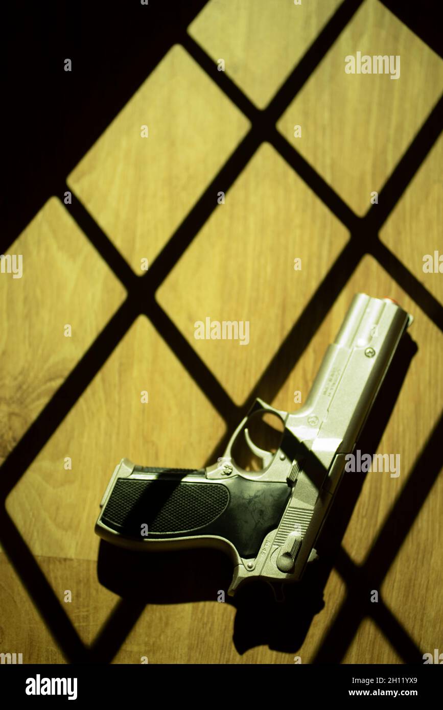 Automatic 9mm pistol gun crime thriller book cover design photo Stock ...