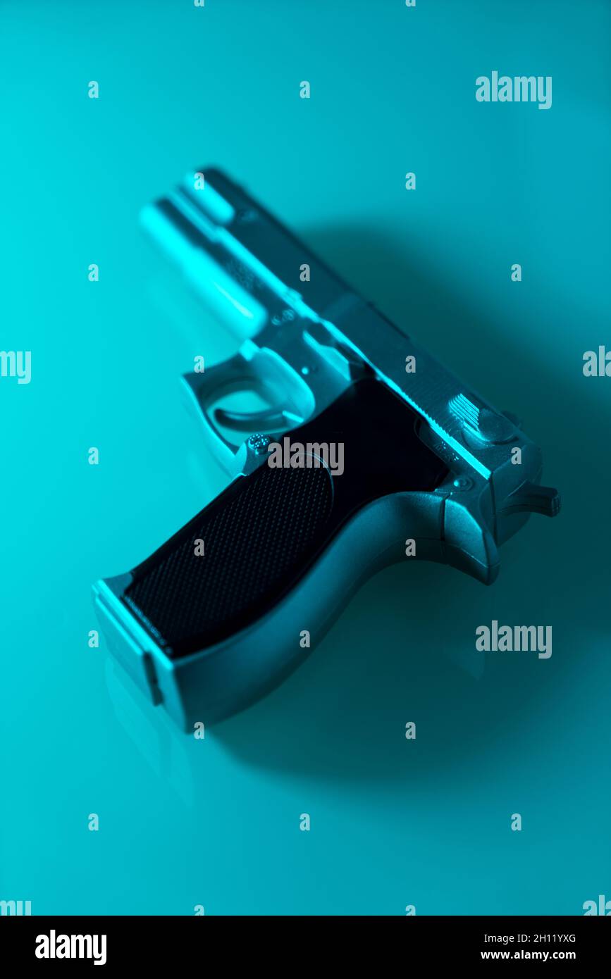 Automatic 9mm pistol gun crime thriller book cover design photo Stock ...