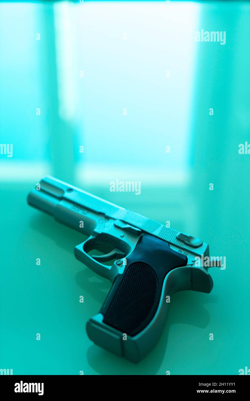 Automatic 9mm pistol gun crime thriller book cover design photo Stock ...