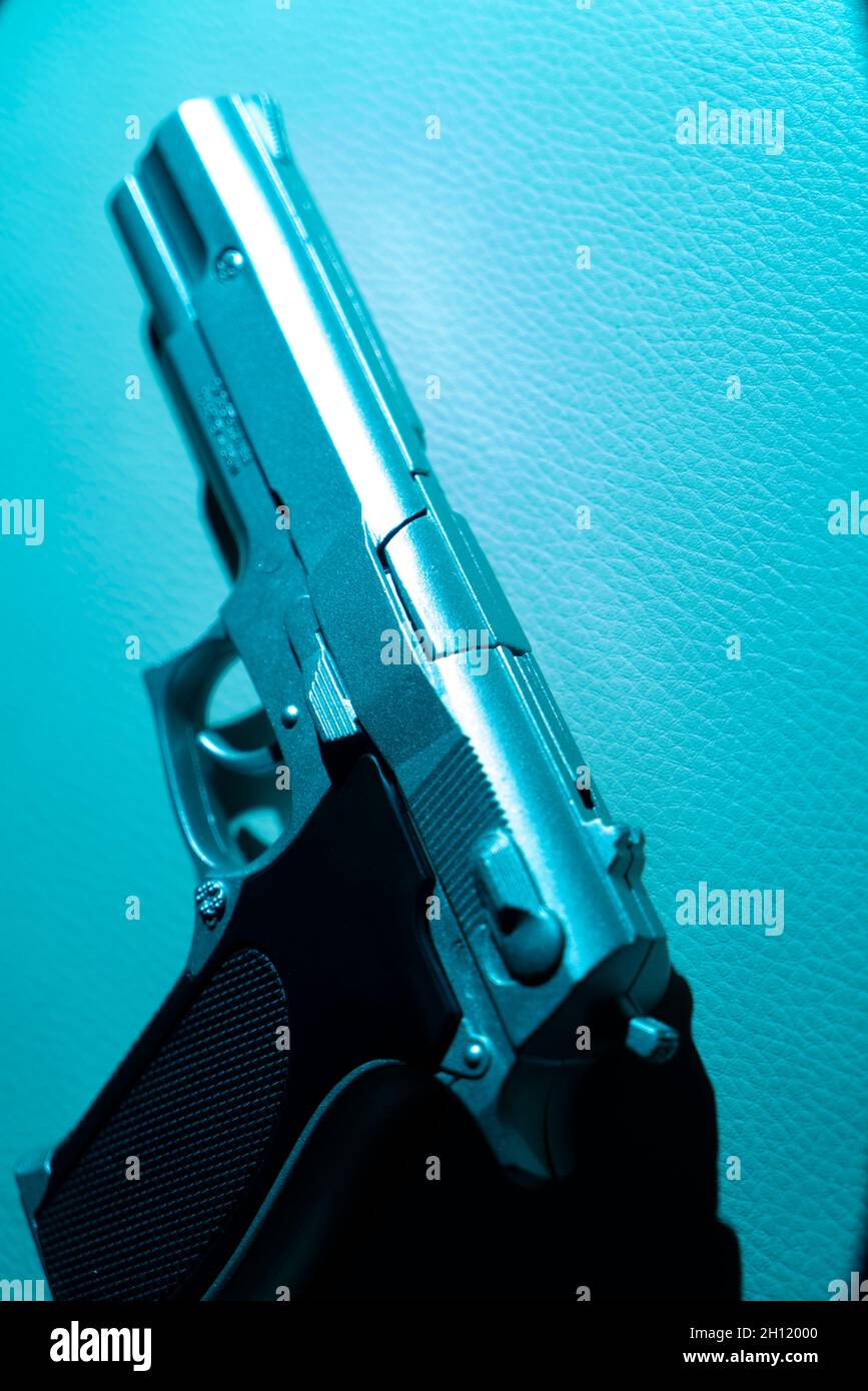Automatic 9mm pistol gun crime thriller book cover design photo Stock ...