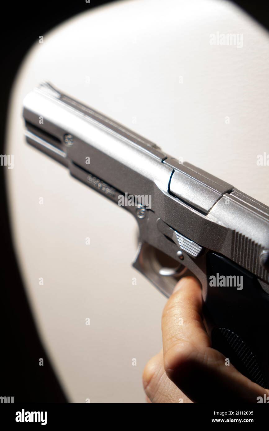 Automatic 9mm pistol gun crime thriller book cover design photo Stock ...