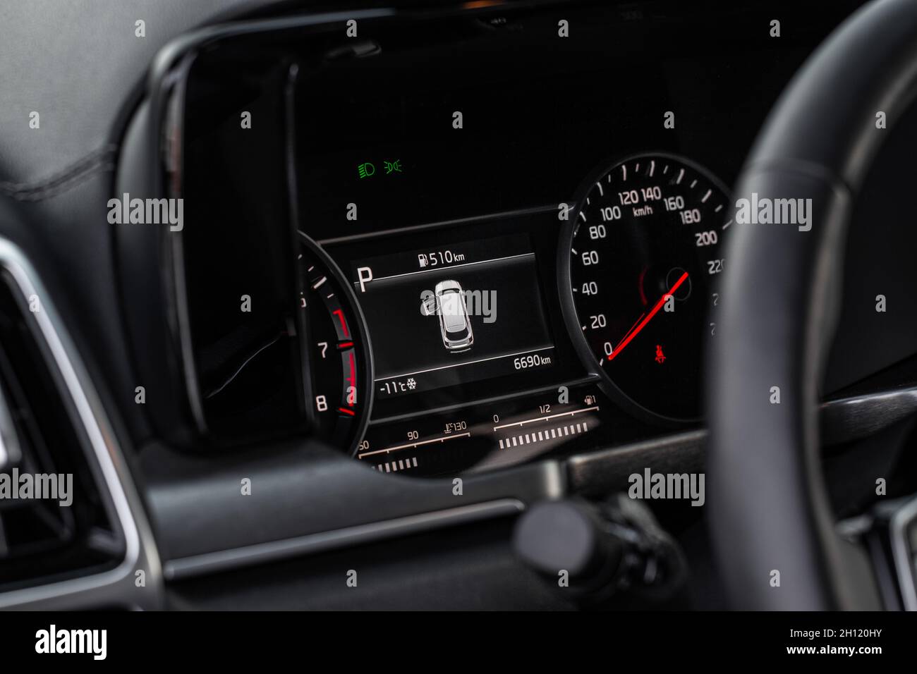 Close up view of a speedometer in a car. Kilometer counter. Car ...