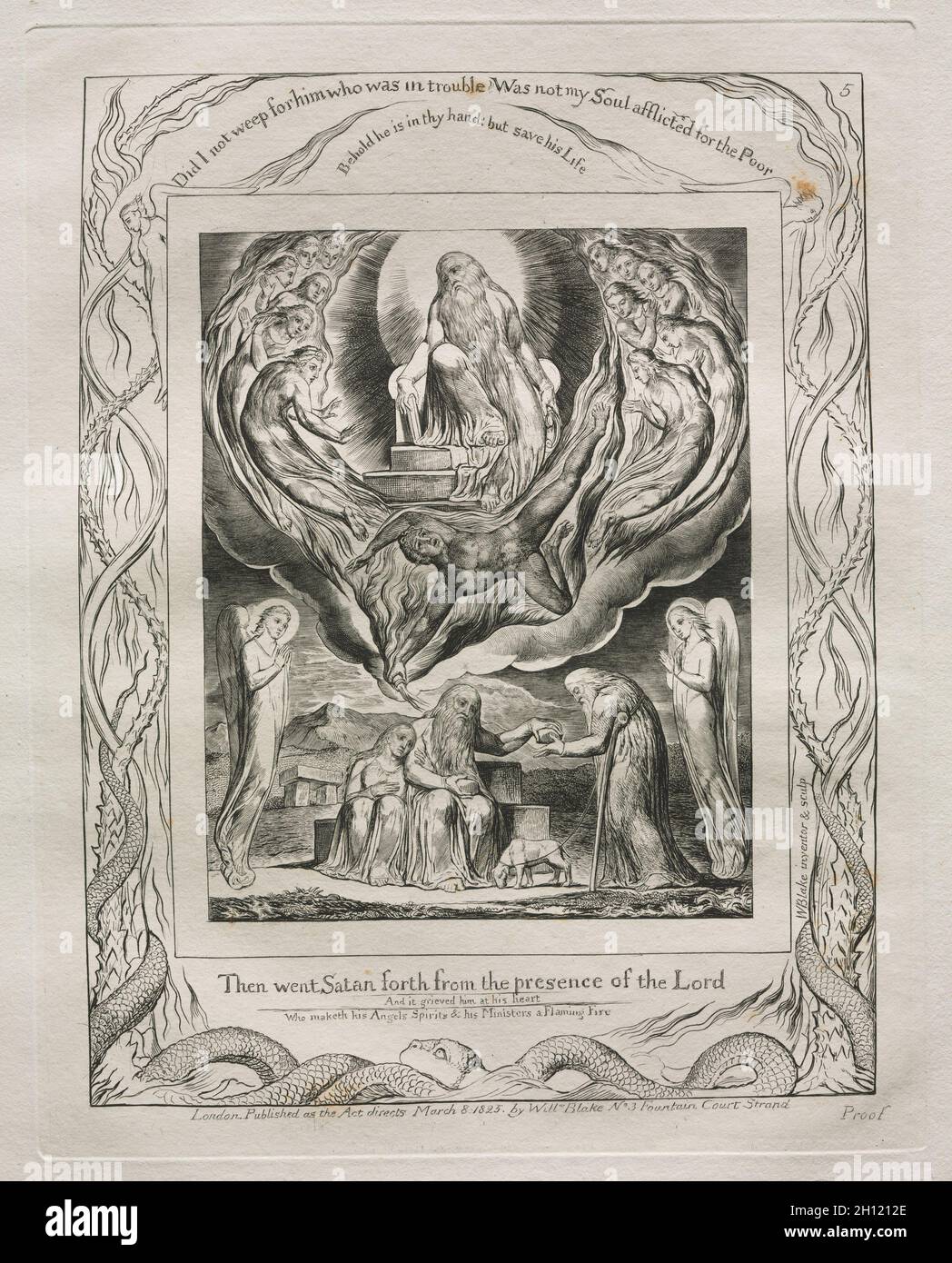 The Book of Job: Pl. 5, Then went Satan forth from the presence of the ...