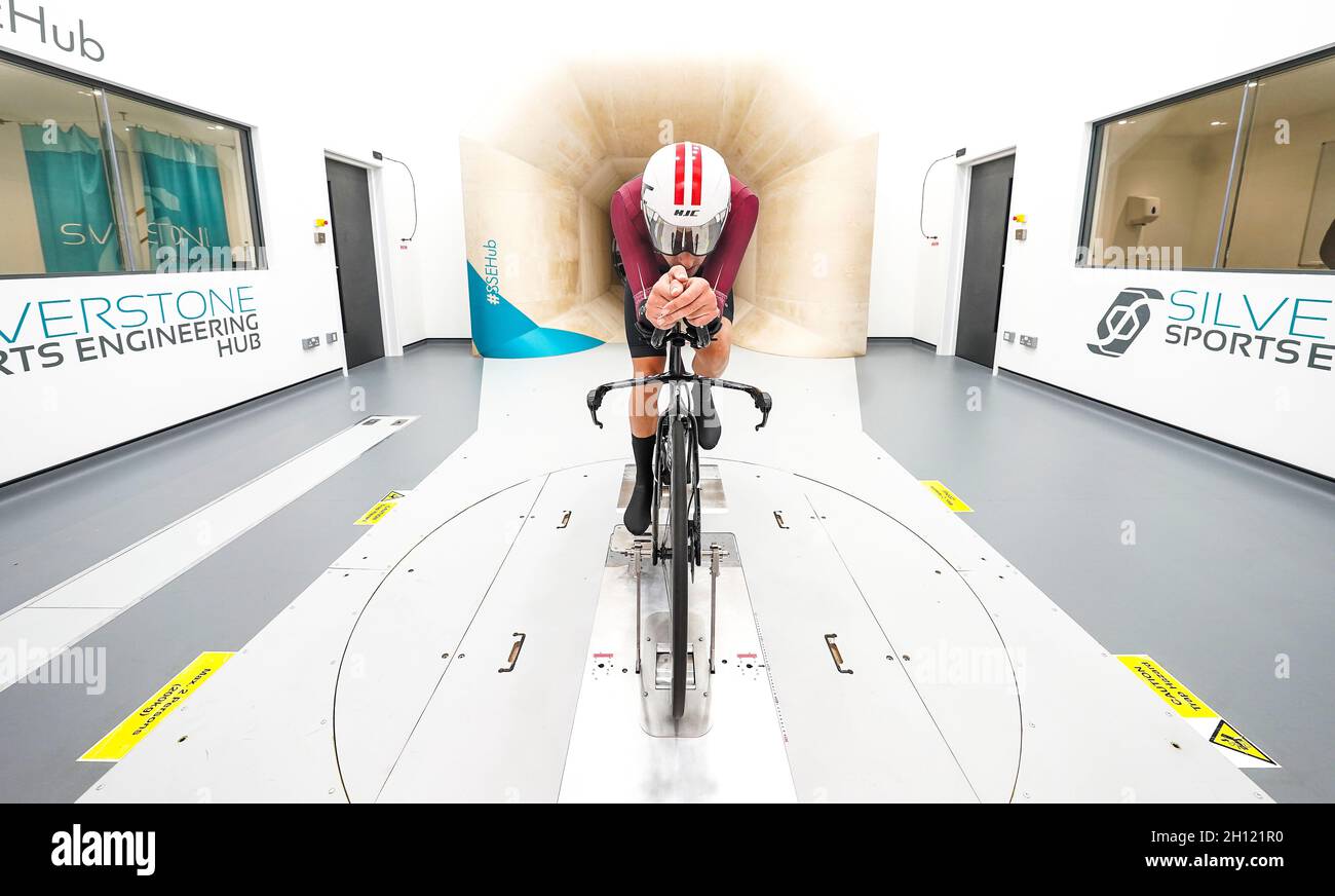 Alex Dowsett training in the wind tunnel during a photocall at the ...