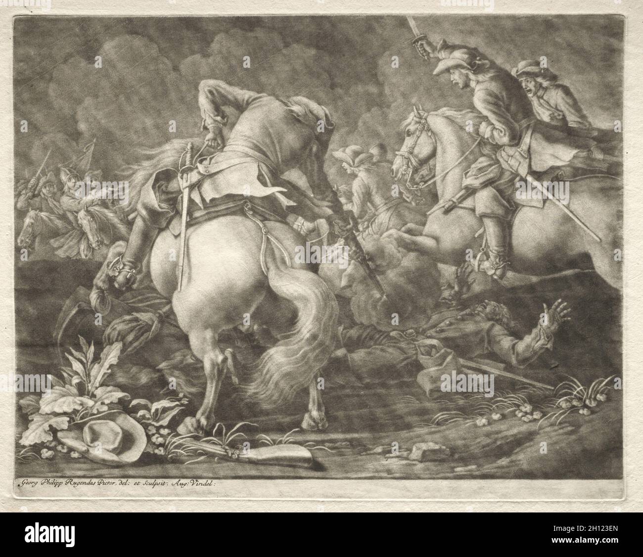 Skirmish between Prussian and Hungarian Hussars. Georg Philipp I ...