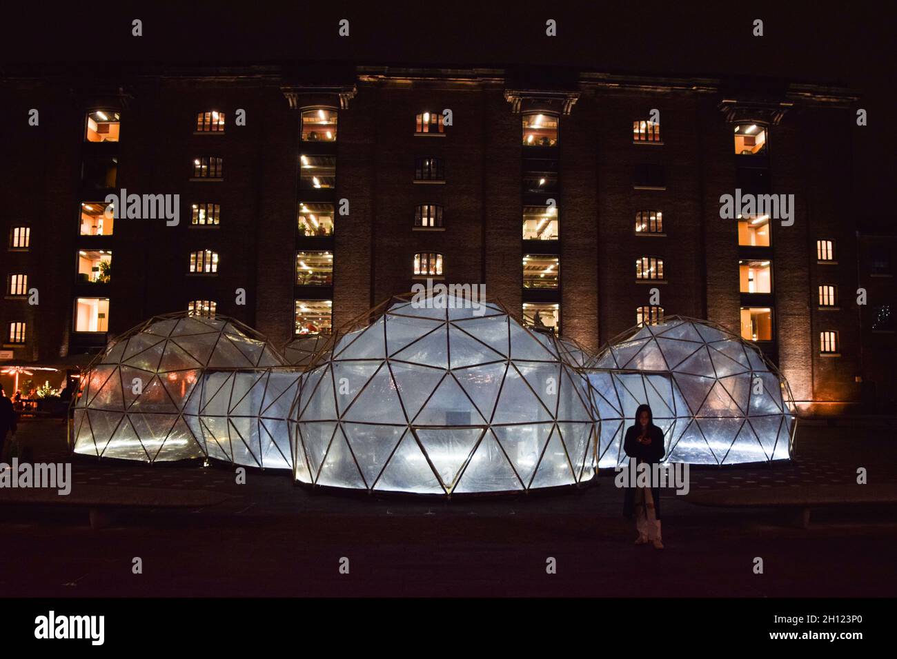 London, UK. 15th October 2021. Pollution Pods by Michael Pinsky outside ...