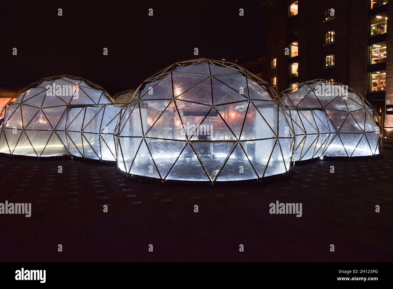 London, UK. 15th October 2021. Pollution Pods by Michael Pinsky outside ...