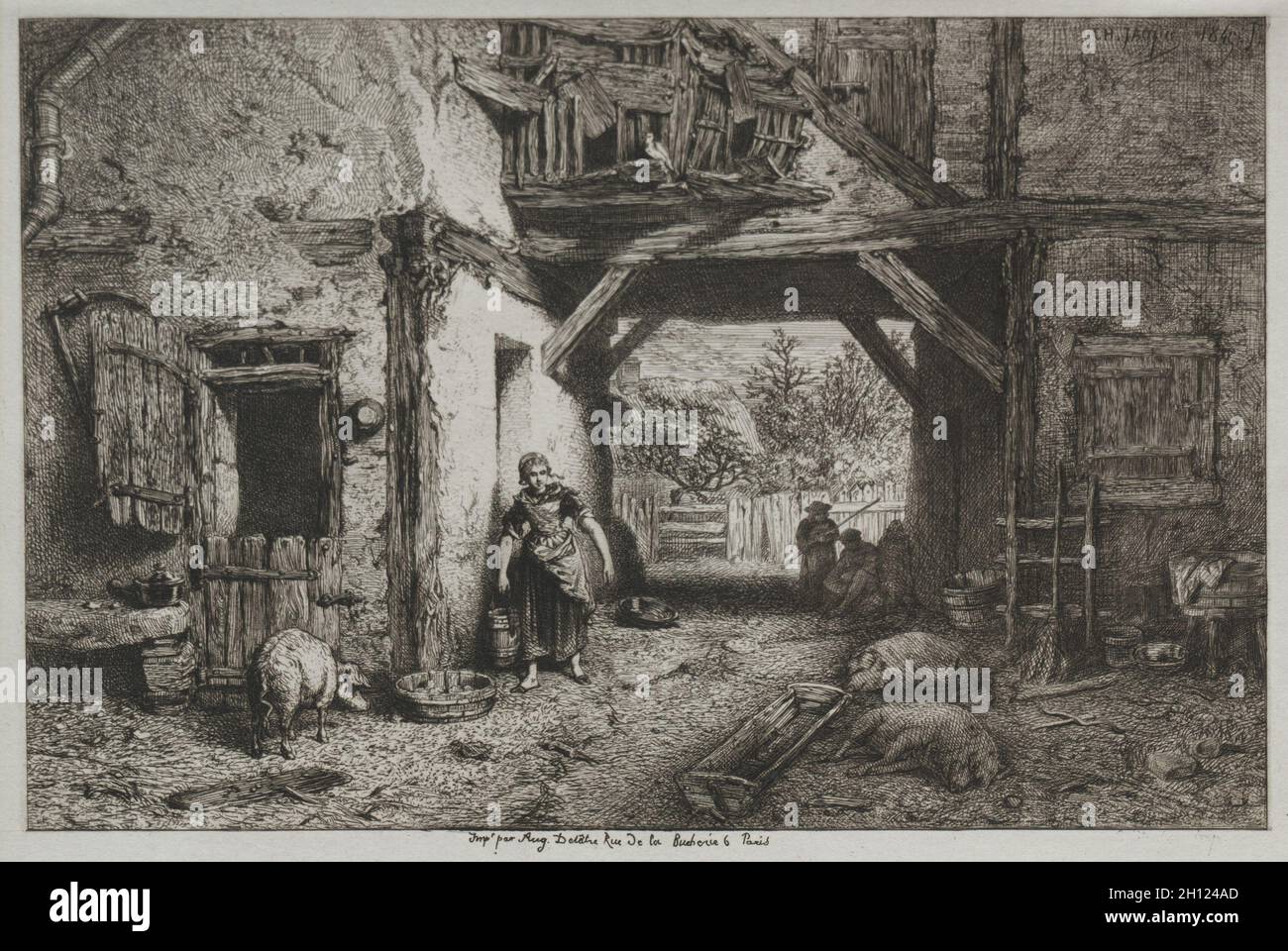 Farm Interior, 1845. Charles-Émile Jacque (French, 1813-1894). Etching ...