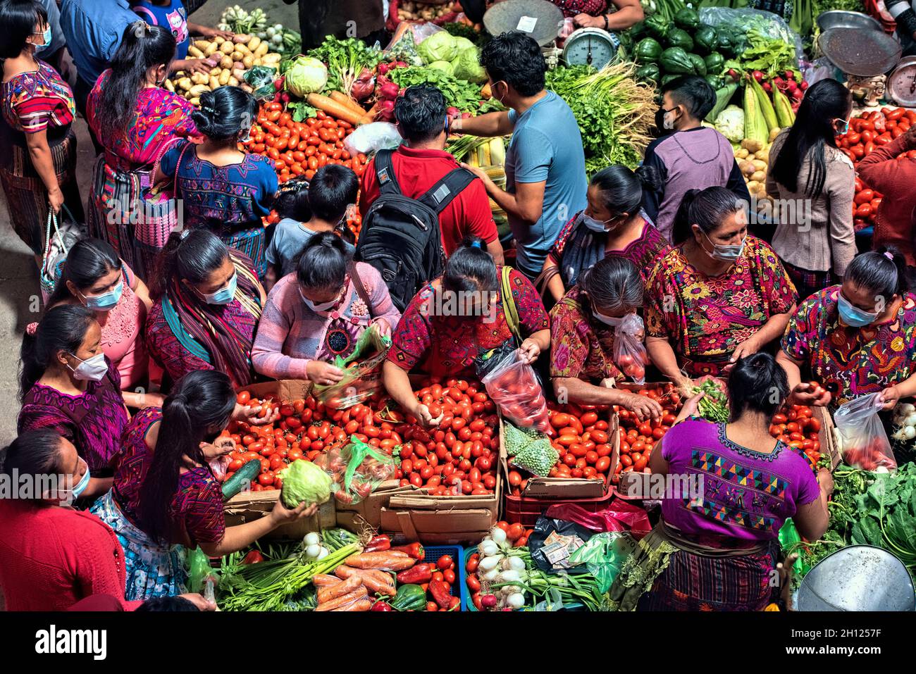 The colorful Sunday Market in Chichicastenango, Guatemala Stock Photo ...