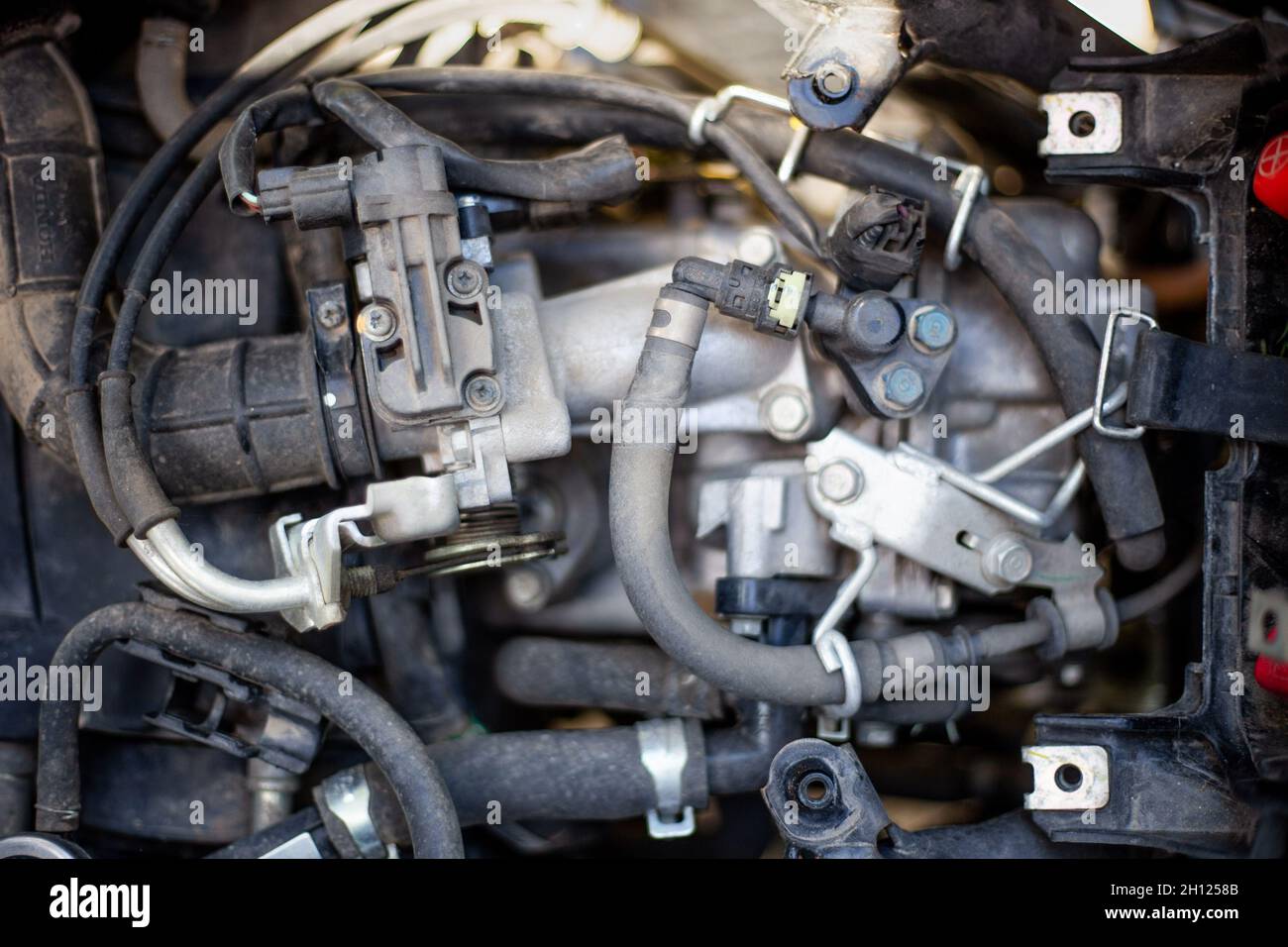 Part of a motorcycle engine. Repair and maintenance of transport Stock ...