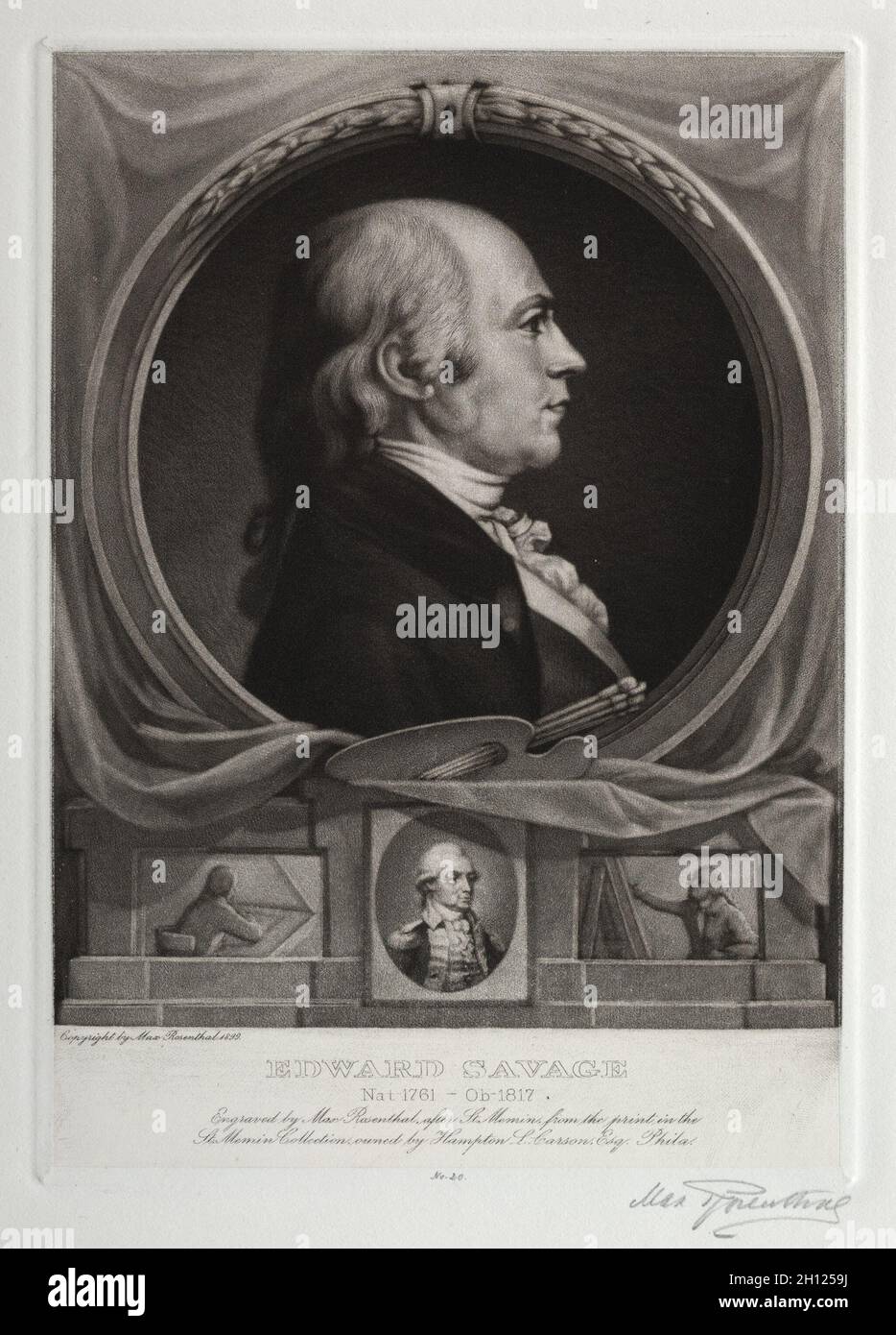 Edward Savage, 1899. Max Rosenthal (American, 1833-1918). Mezzotint ...