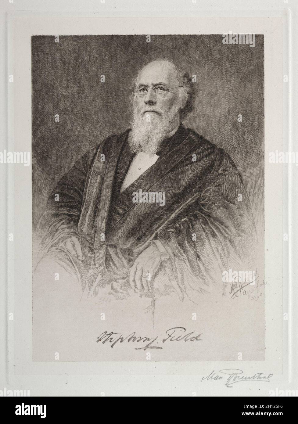 Stephen Field, 1890. Max Rosenthal (American, 1833-1918). Etching Stock ...